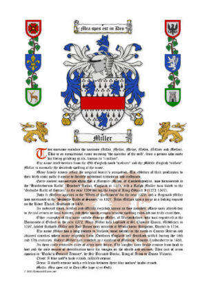 Miller Surname History (Origin & Meaning) with Coat of Arms Download