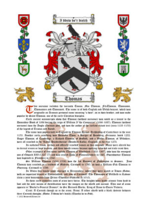 Thomas Surname History Origin & Meaning with Coat of Arms Download