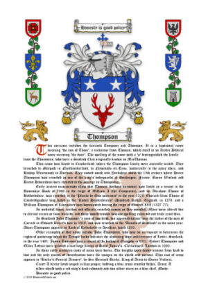 Thompson Surname History (Origin & Meaning) with Coat of Arms Download