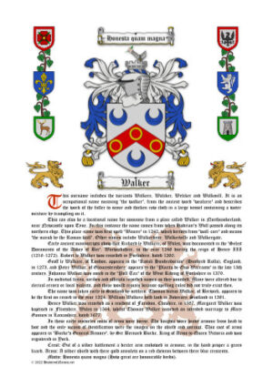 Walker Surname History (Origin & Meaning) with Coat of Arms Download